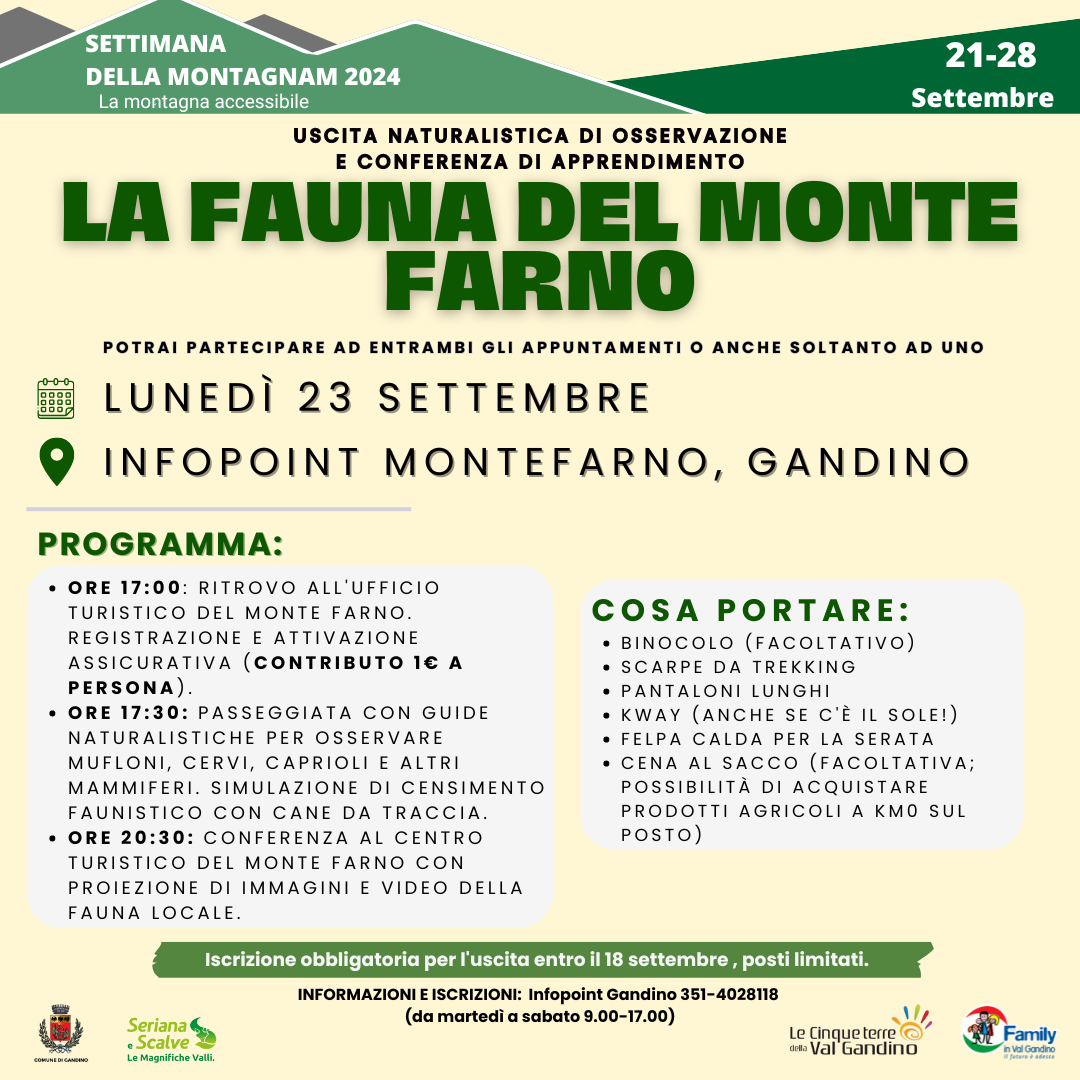 La fauna del monte Farno - Cinque Terre della Valgandino - eventi